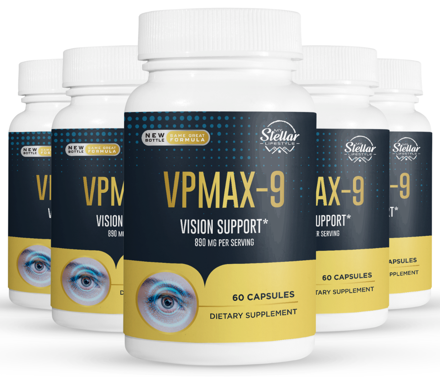 5 Pack VPMAX-9, salud de los ojos y apoyo visual-60 Cápsulas x5 ...