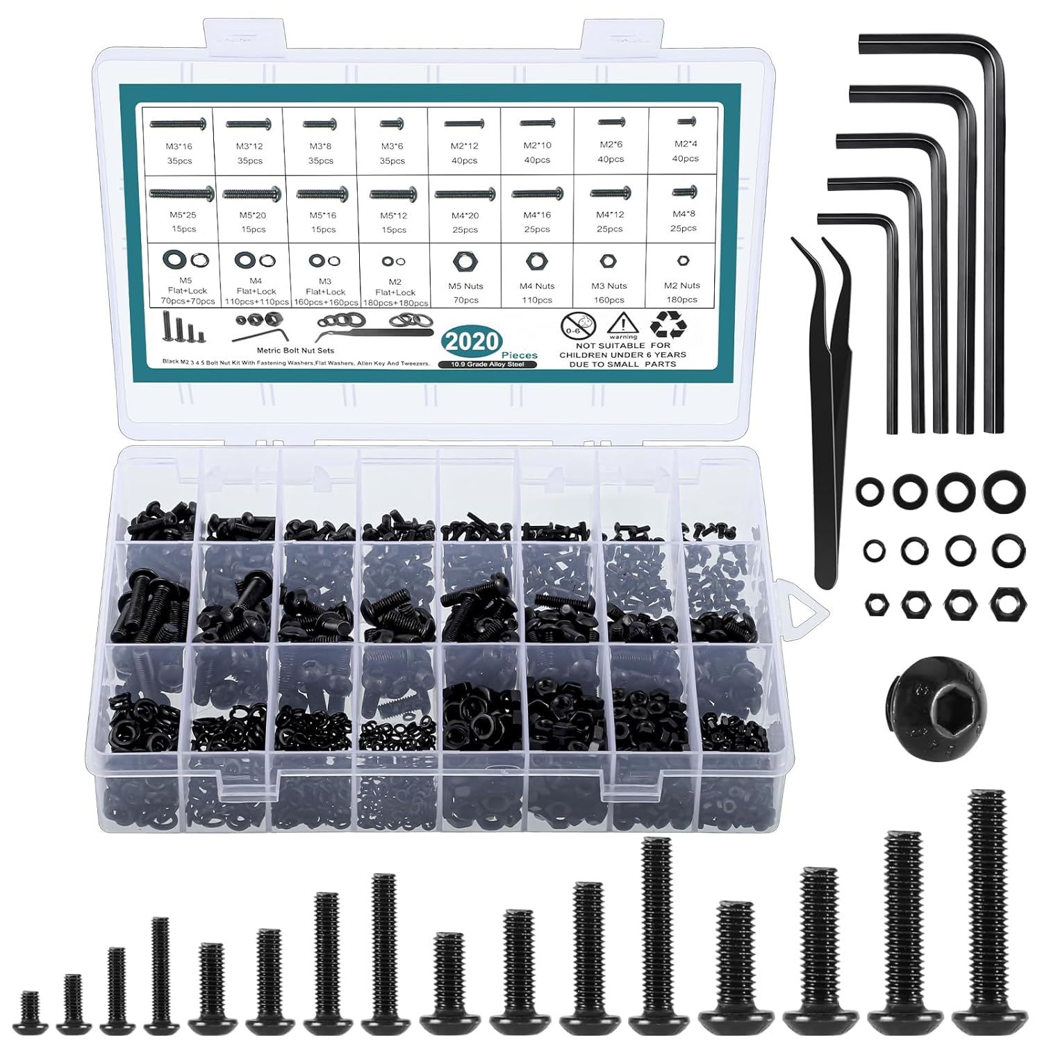 2024 Pcs Metric Screw Assortment, Bolts And Nuts Assortment Metric ...