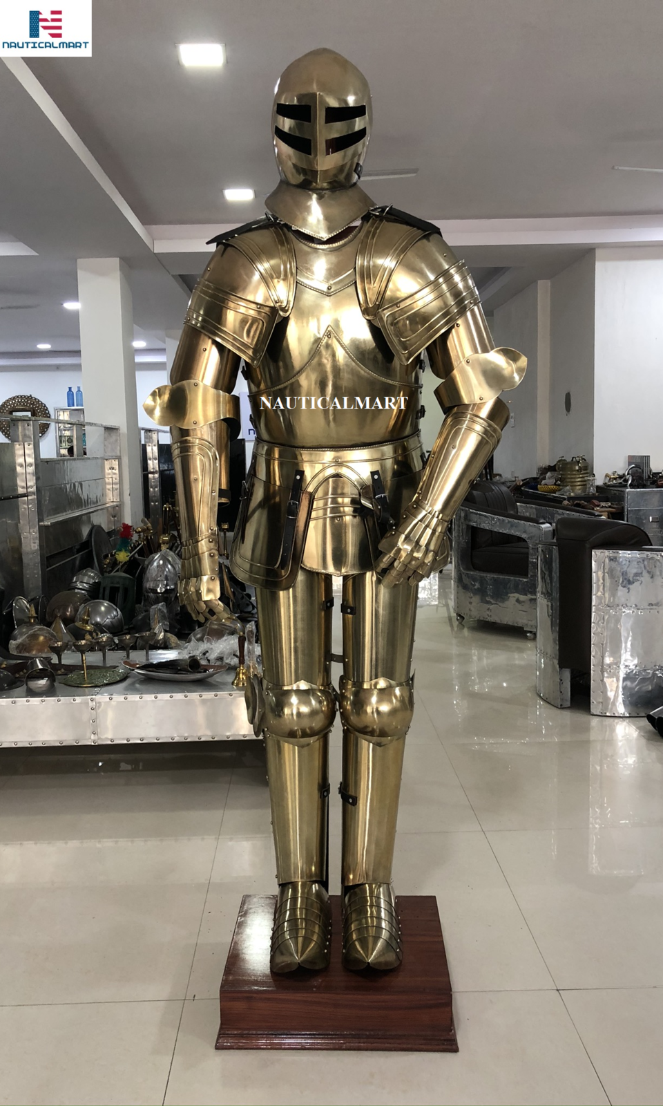 NauticalMart Brass Full Suit of Armor Knight LARP Armor Halloween ...