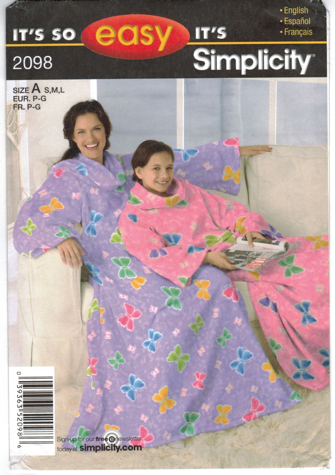 Misses Childs Fleece Sleeved Snuggle Lounge Blanket Housecoat Sew ...