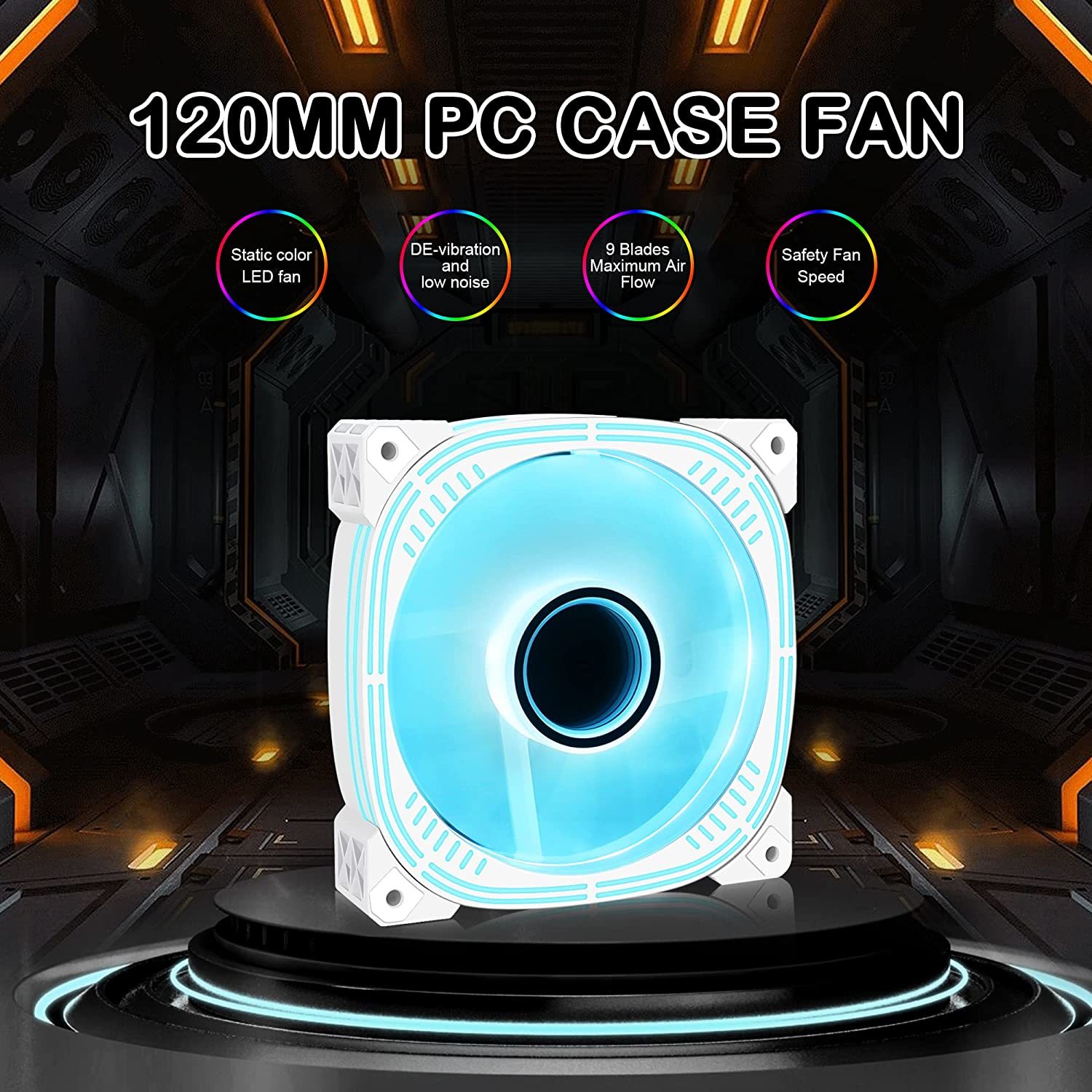 LED PC Case Fan with 4pin Molex & 3pin Motherboard Connector - Blue (2 ...