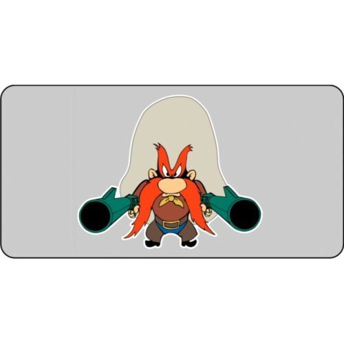 yosemite sam looney tunes grey background logo license plate made in ...