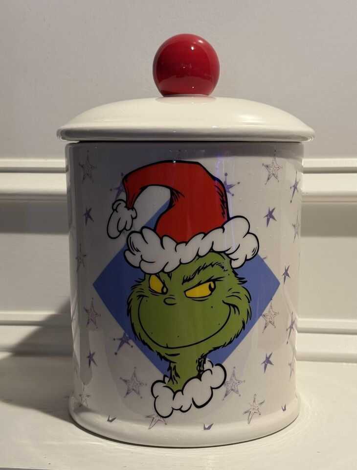 Dr. Seuss How the Grinch Stole Christmas Ceramic Canister Cookie Jar w ...