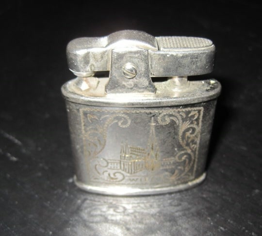TIKI WIFEU Art Deco EUROPEAN Etched Church Automatic Lighter Made in ...