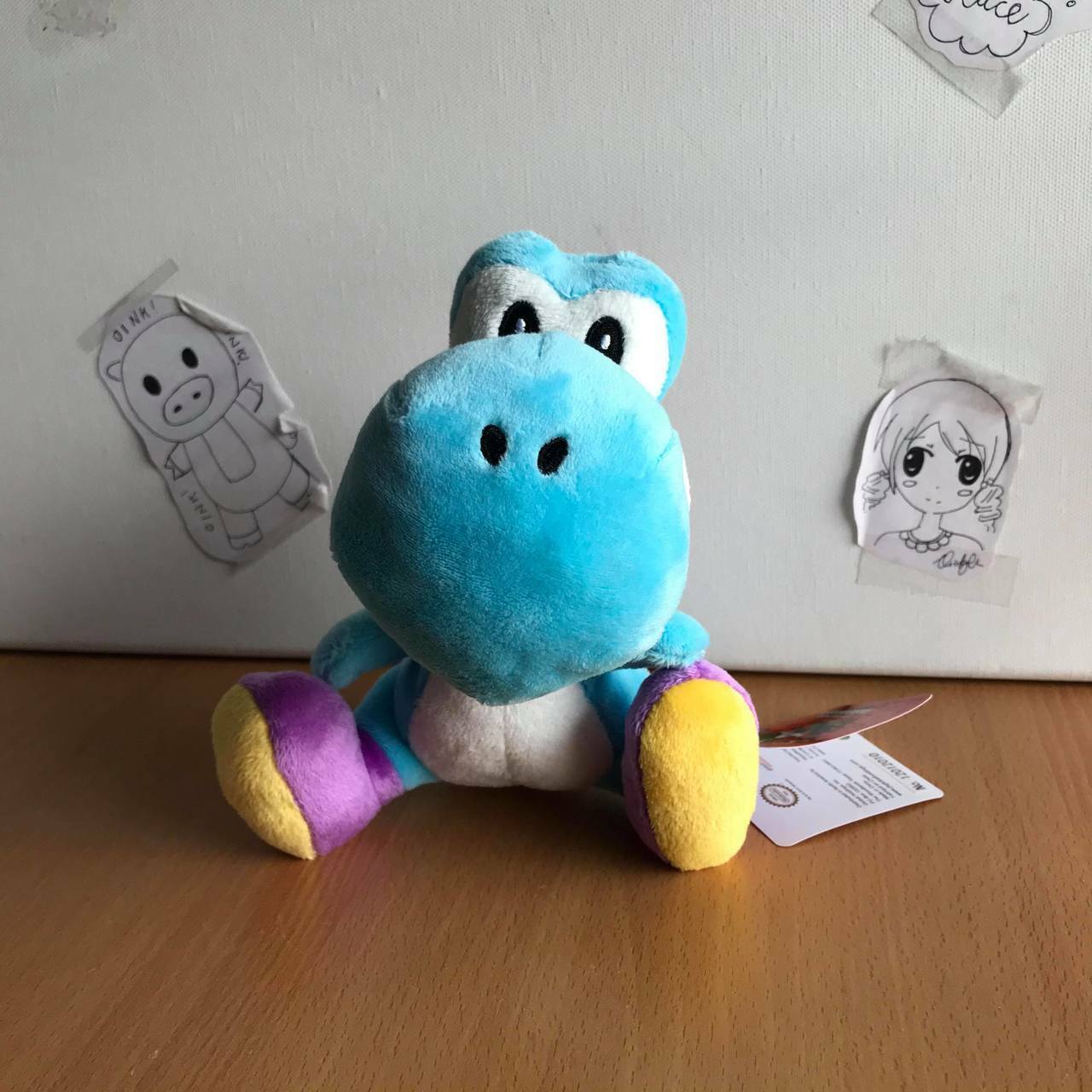 Nintendo Super Mario Brothers Yoshi Blue sitting pose Plush * NEW with ...