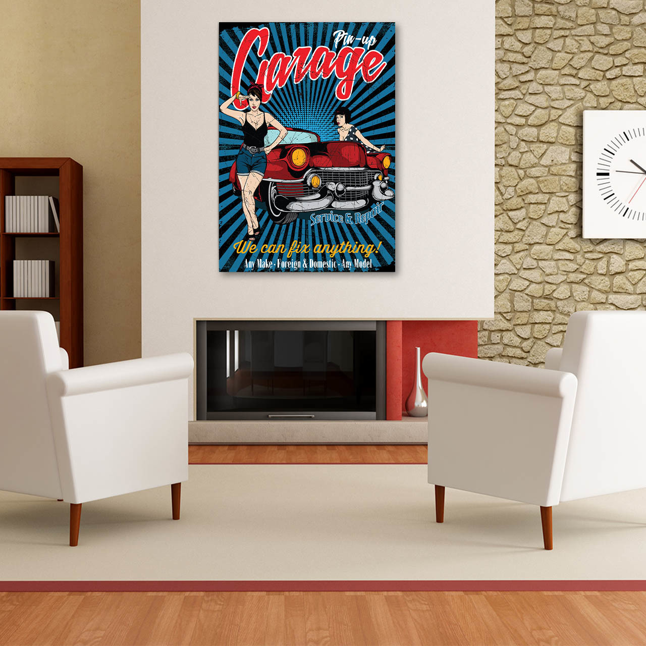 Pin Up Car Garage Any Model Fix Matte/Glossy Poster A0 A1 A2 A3 A4 ...