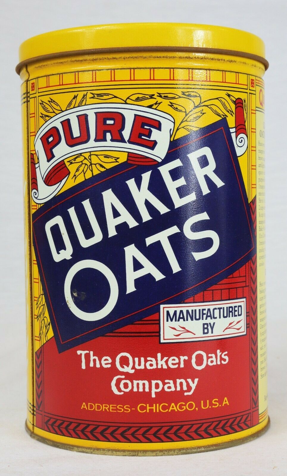 VINTAGE 1984 Quaker Oats Empty Collectible Tin w/ 1896 Graphics - Tins