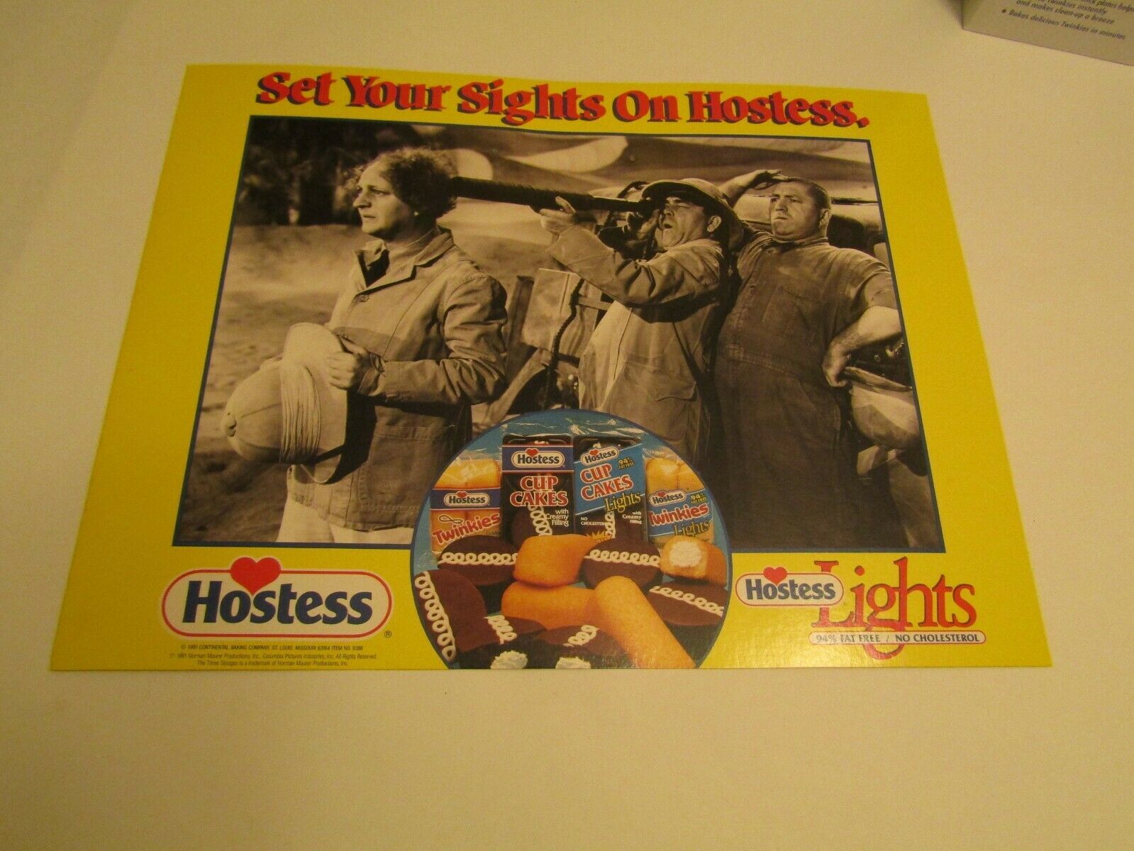 Hostess Three Stooges Cardboard Sign - Merchandise & Memorabilia