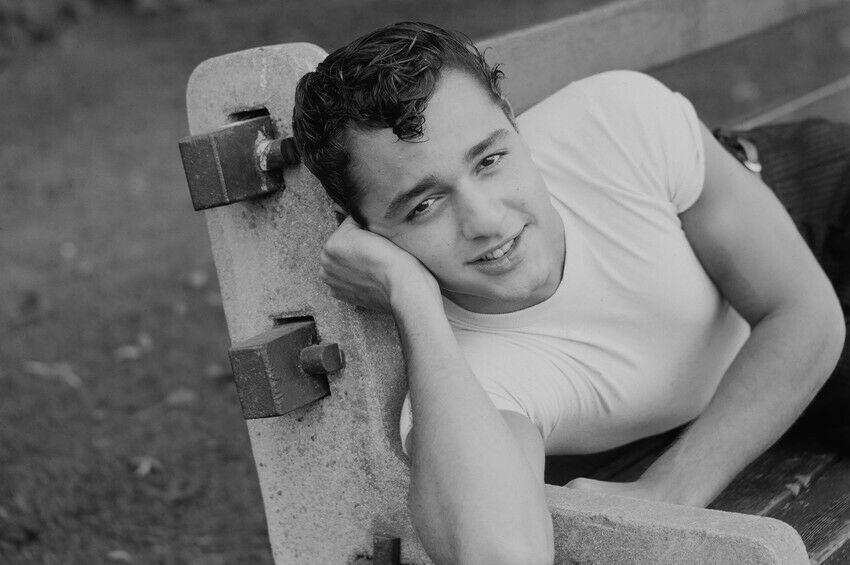 Sal Mineo Portrait In White T-Shirt On Bench Late 1950's Large Poster ...