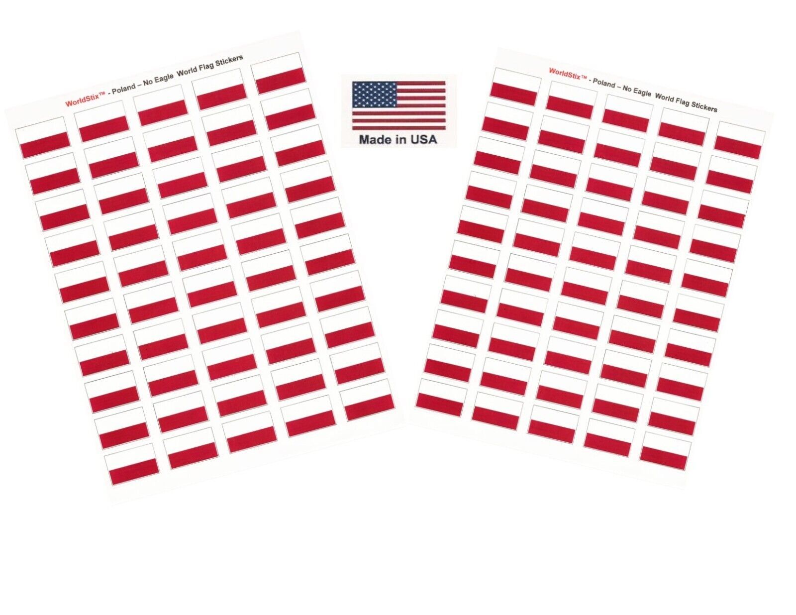 100 Poland Flag Stickers; 1.5" x 1" Self Adhesive Flag Scrapbook ...