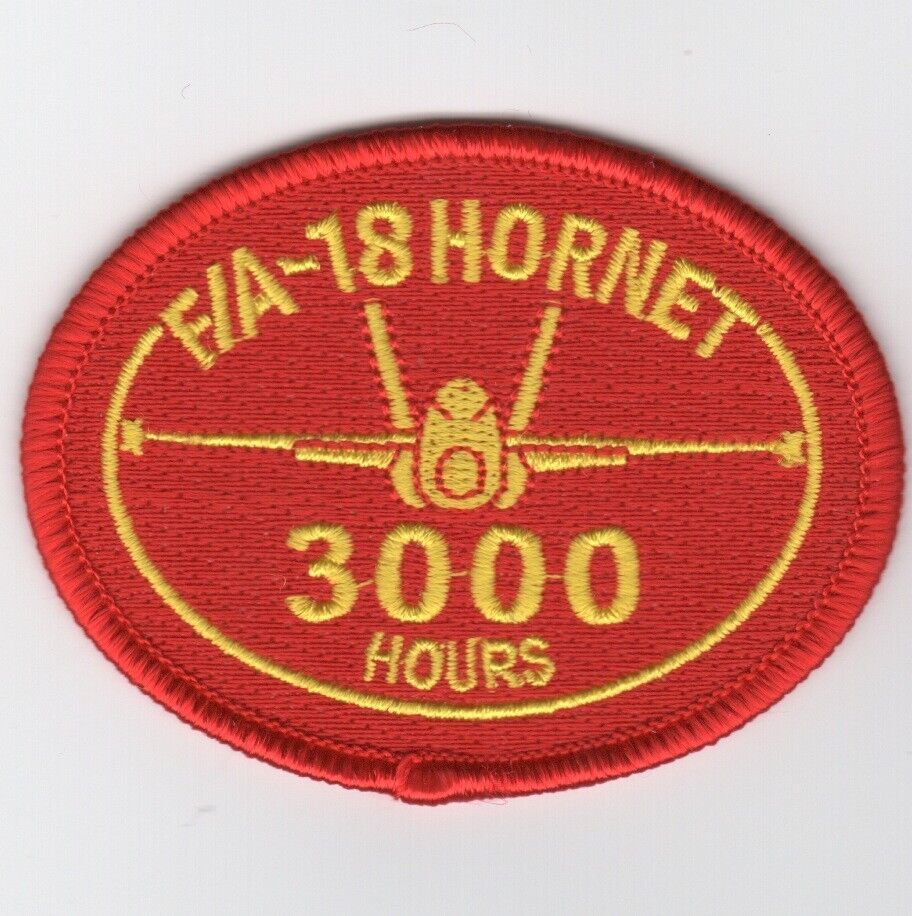 F/A-18 HORNET 3000 HOURS EMBROIDERED PATCH - Militaria