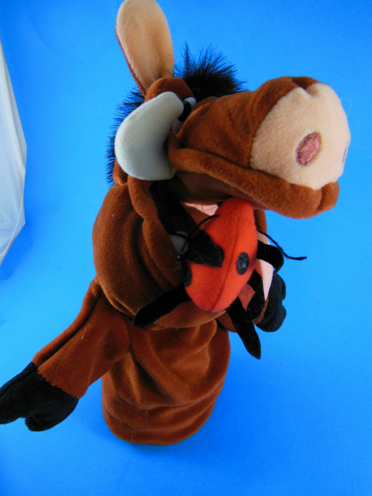 PUMBA Lion King Hand Puppet Wart Hog with Bug Disney 10" - Disney