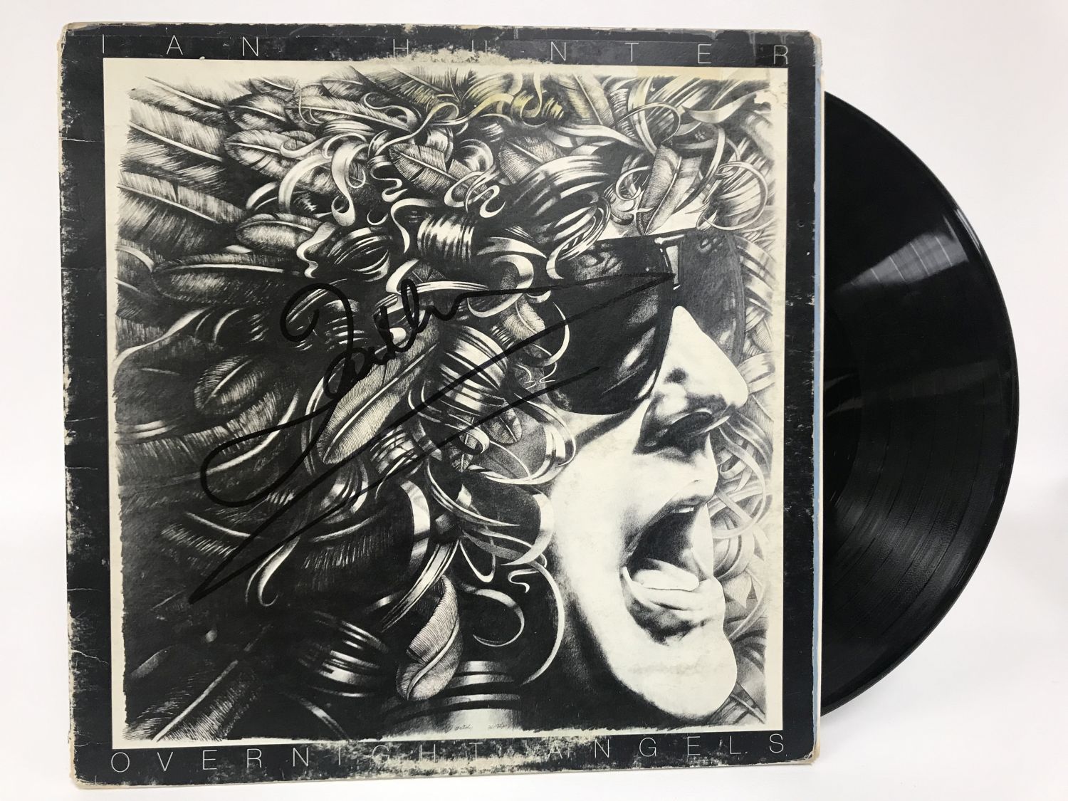 Ian Hunter Autographed "Overnight Angels" Record Album - Records