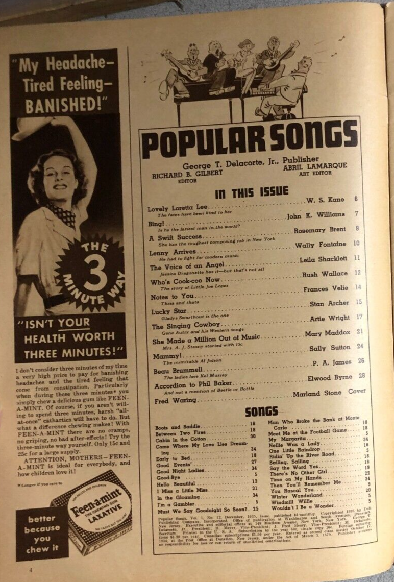POPULAR SONGS vintage music magazine #12 December 1935 - Magazines