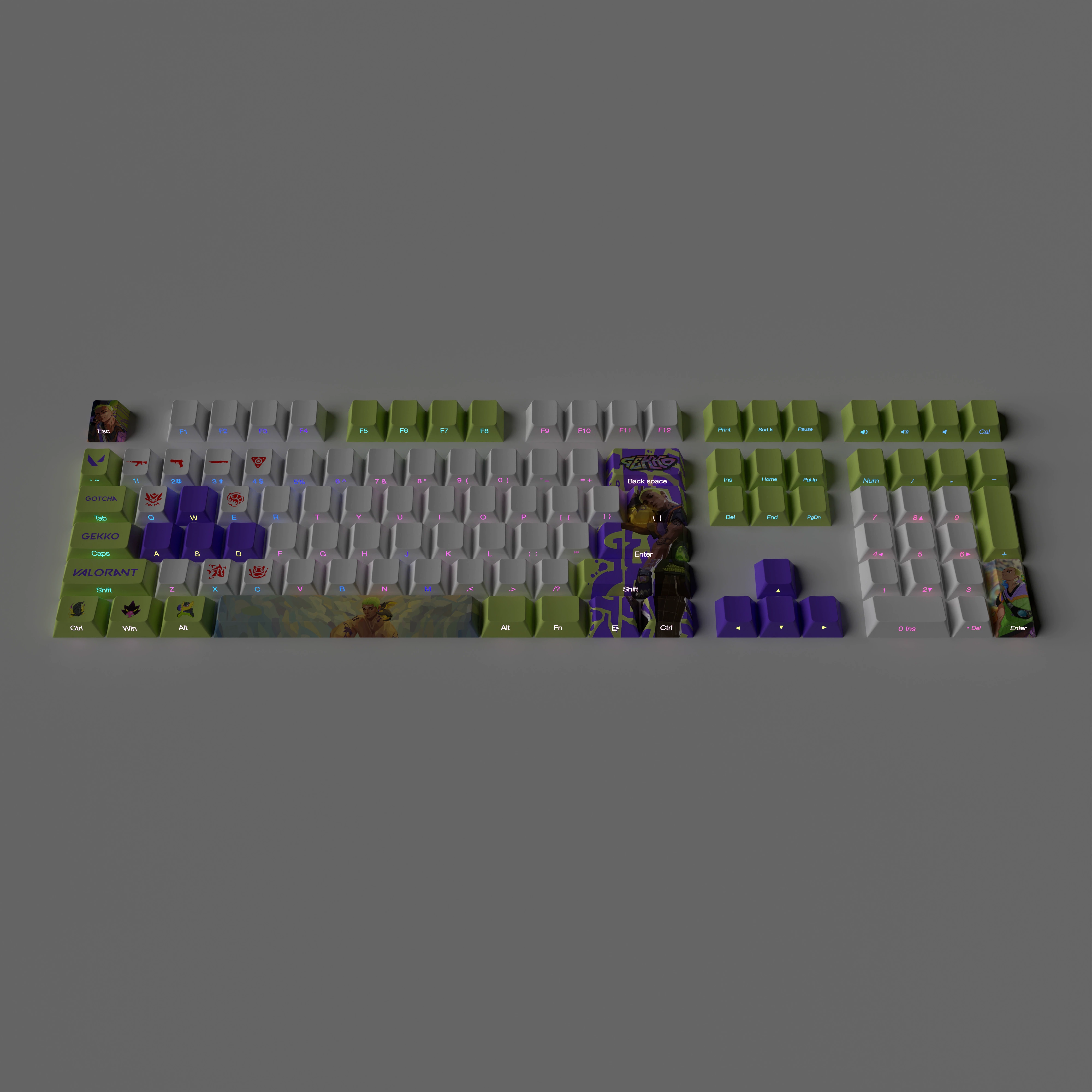 VALORANT Themed Keycaps Gekko Side translucency PBT heat-sublimation ...
