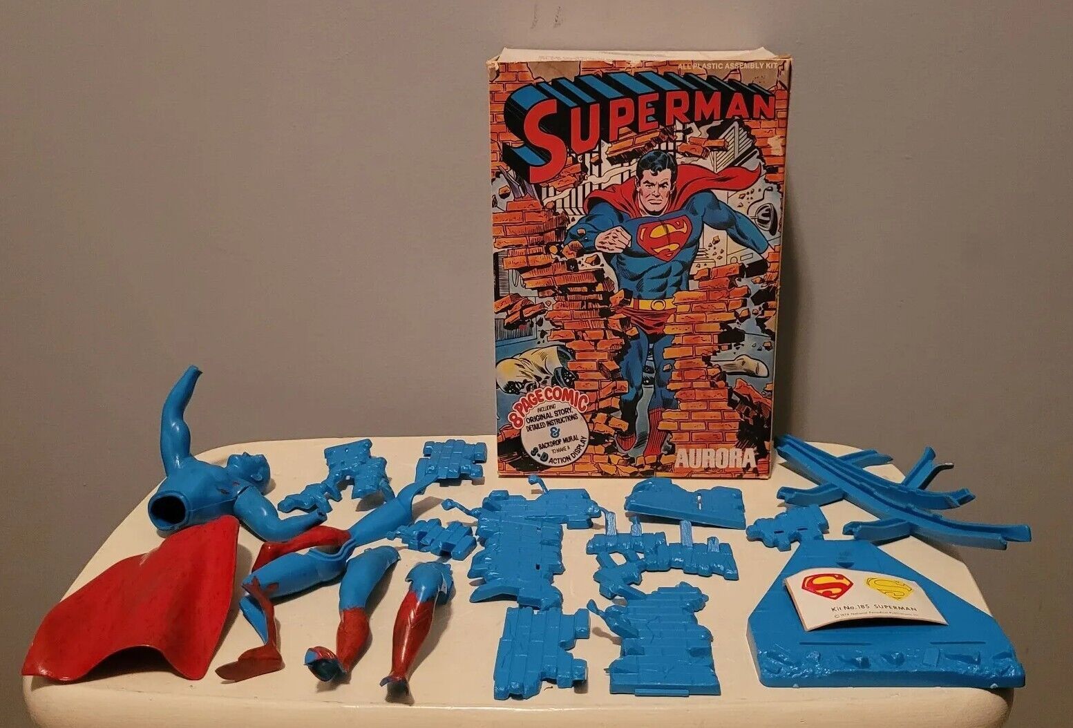 VTG 1974 AURORA COMIC SCENES SUPERMAN MODEL KIT OPEN & UNBUILT #185 *NO ...