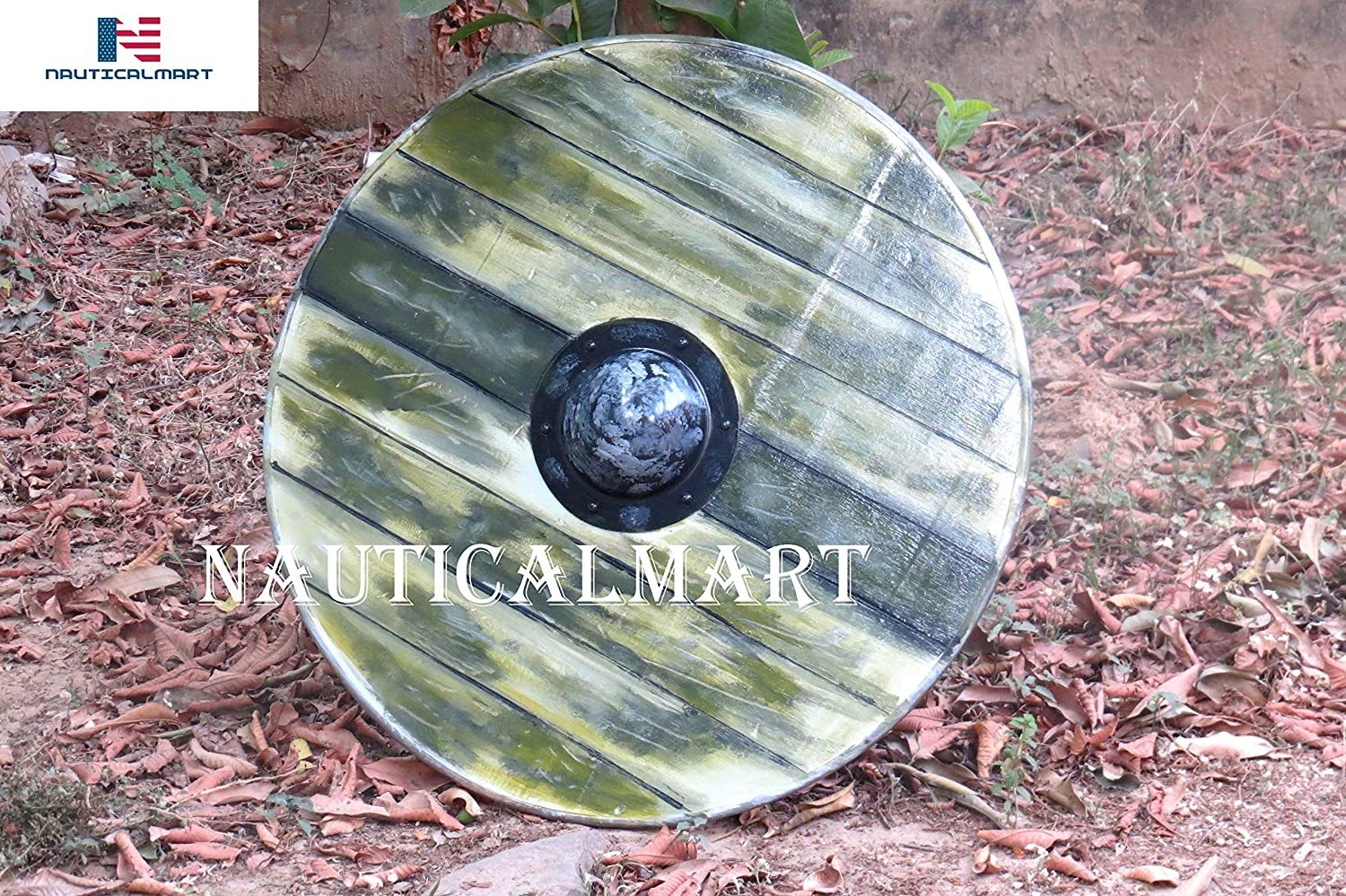 NAUTICALMART Aged Wood Viking Shield Winter Moss-North / Norway ...