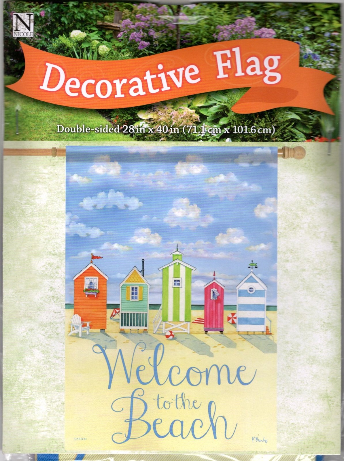 Brighton Beach Huts "Welcome to the Beach" Summer House Flag-2 Sided ...