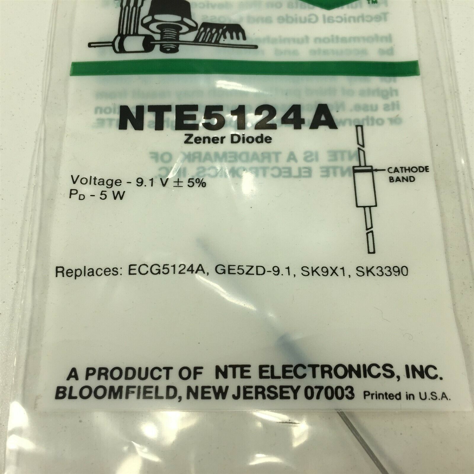 (17) NTE NTE5124A Zener Diode, 5 Watt - Lot of 17 - Diodes & Rectifiers