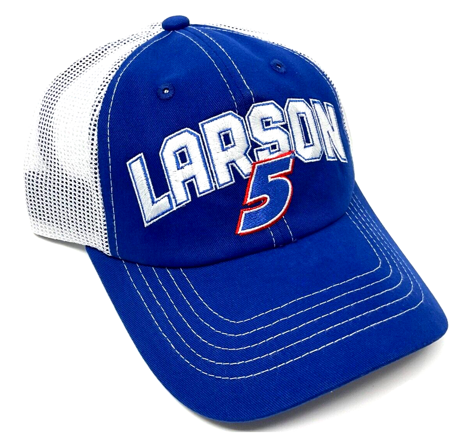 NASCAR #5 KYLE LARSON BLUE WHITE RETRO CURVED BILL MESH TRUCKER ...