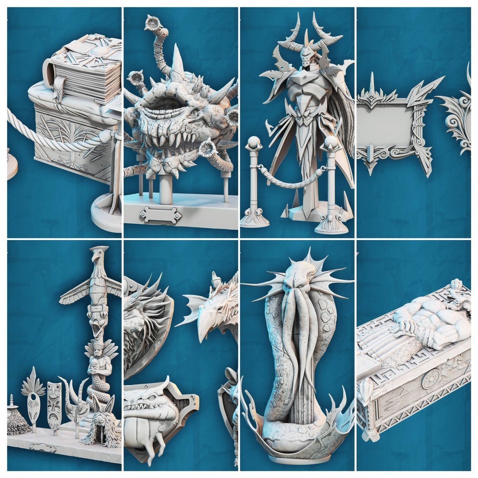 3D Printed STL Miniatures Fantasy Props 2 Museum Set 28 - 32mm War ...