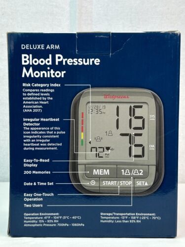 New Walgreens Deluxe Arm Blood Pressure Monitor 10 + Features - NEW IN ...