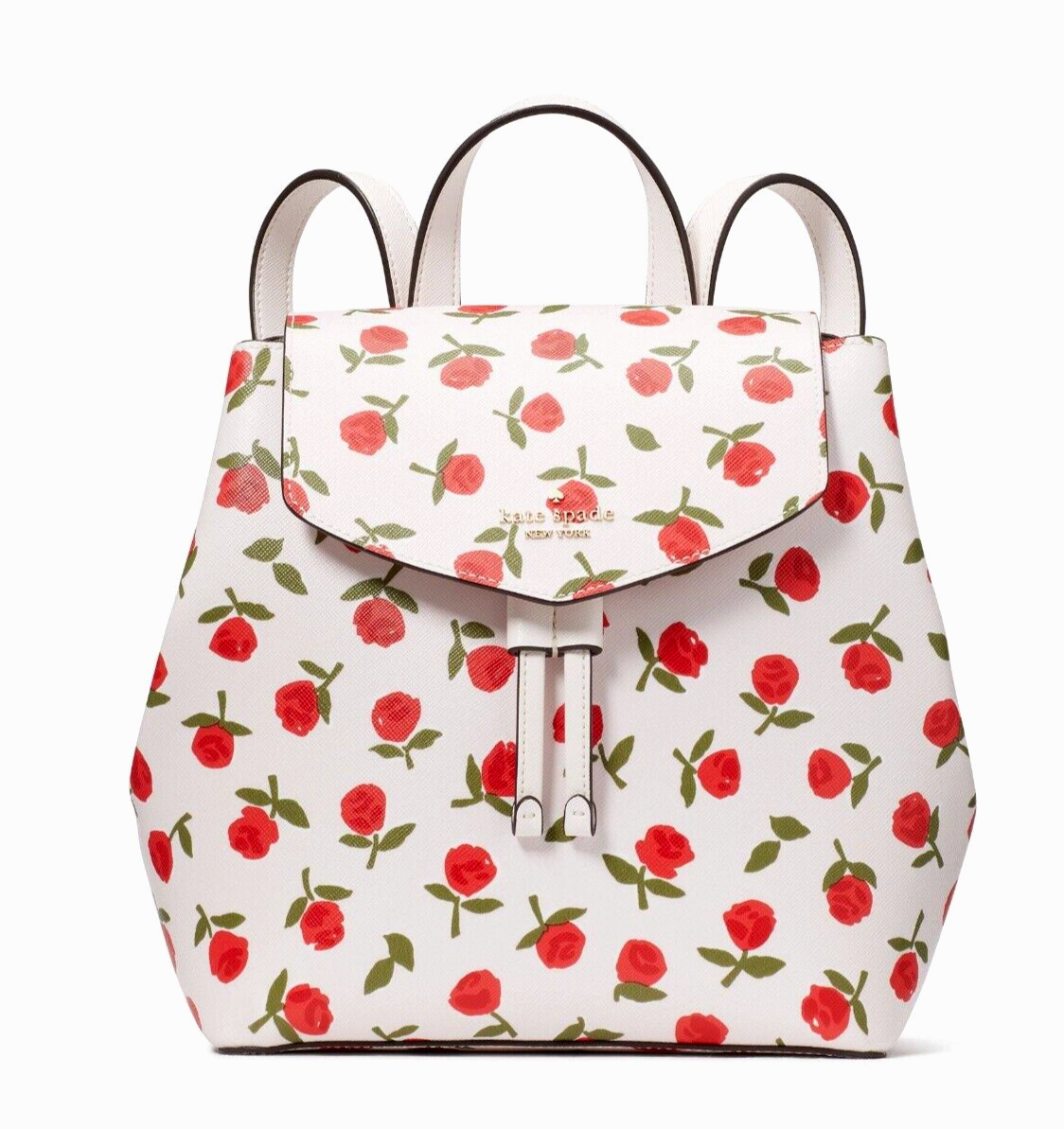New Kate Spade Lizzie Medium Flap Backpack Festive Rosette Saffiano ...
