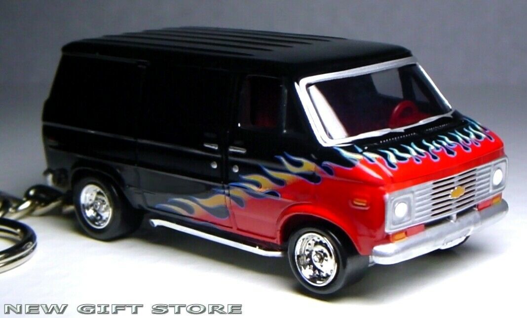 RARE KEY CHAIN BLACK FLAMED CHEVY/GMC GM VAN G10 G20 NEW CUSTOM LIMITED ...