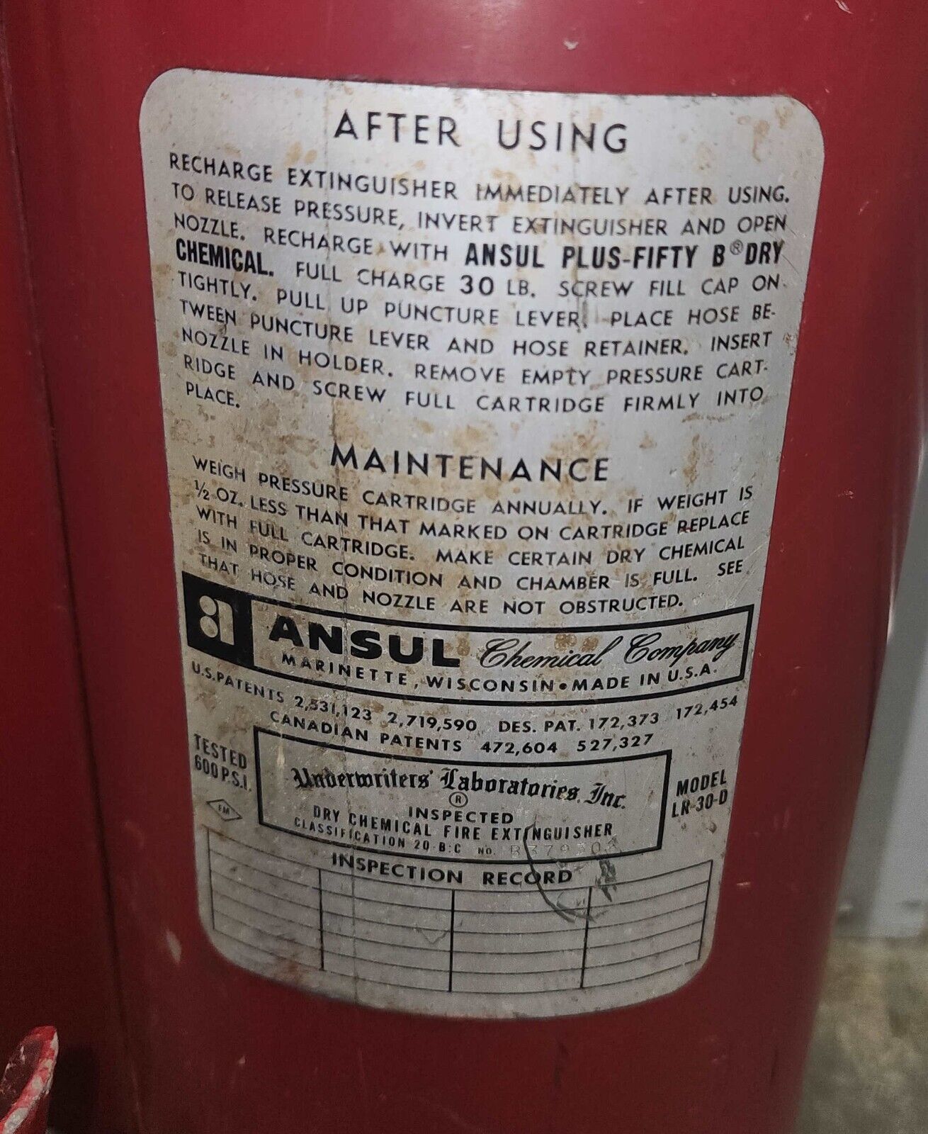 Ansul LR-30-D 30LB Fire Extinquisher for Plus-Fifty B Dry Chemical Lithium Fires - Fire ...