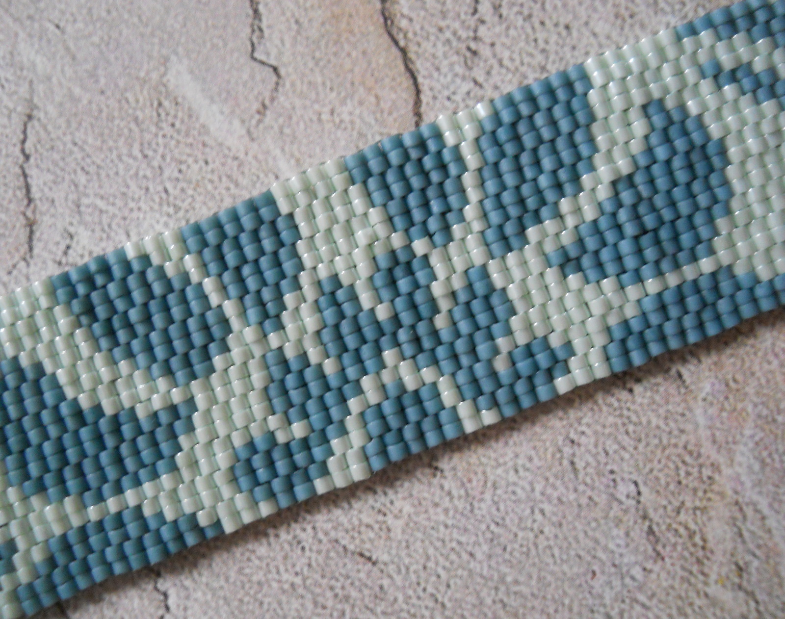 Bracelet: Light Mint Green & Shale Art Nouveau Flowers, Peyote Stitch ...