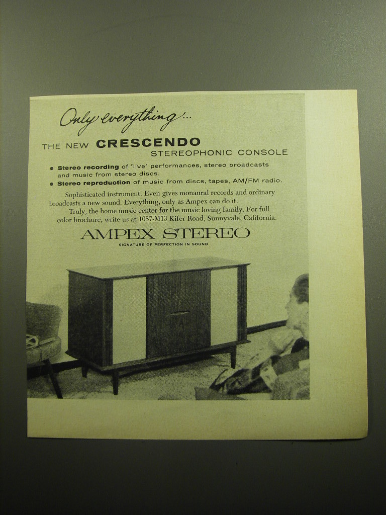 1958 Ampex Stereo Crescendo Console Advertisement - Only everything ...