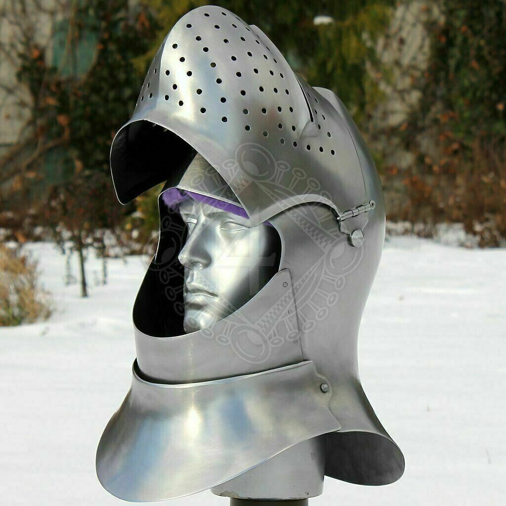 Custom SCA HNB 18 Gauge Steel Medieval Tournament Bascinet Helmet ...
