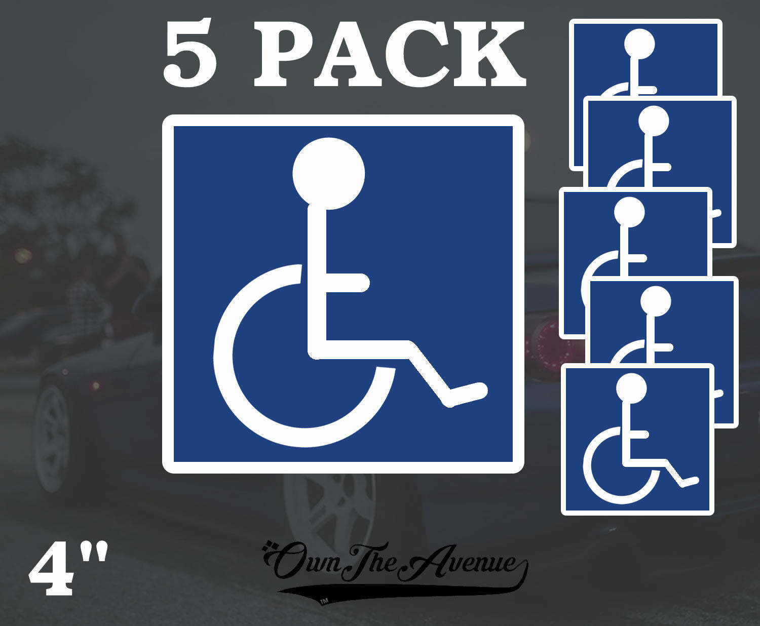 5 Pack- Handicap Symbol Disabled Sign Wheelchair Sticker Decal - 4 ...