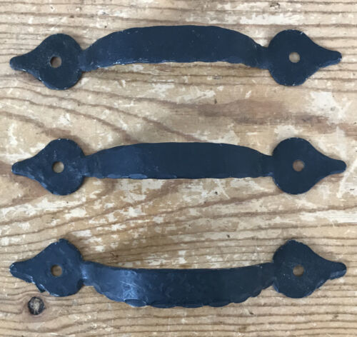 Set 3 Vtg 70s Solid Metal Black Cast Iron Colonial Drawer Pulls Cabinet ...