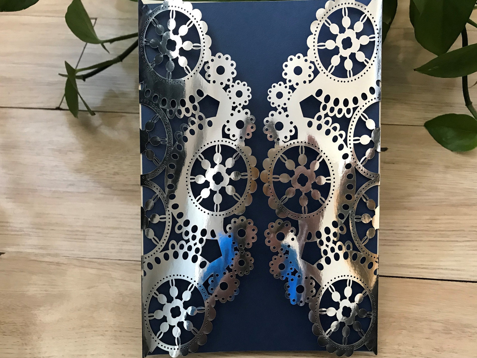 50pcs Metallic Silver Laser cut Wedding Invitations cards,customize ...