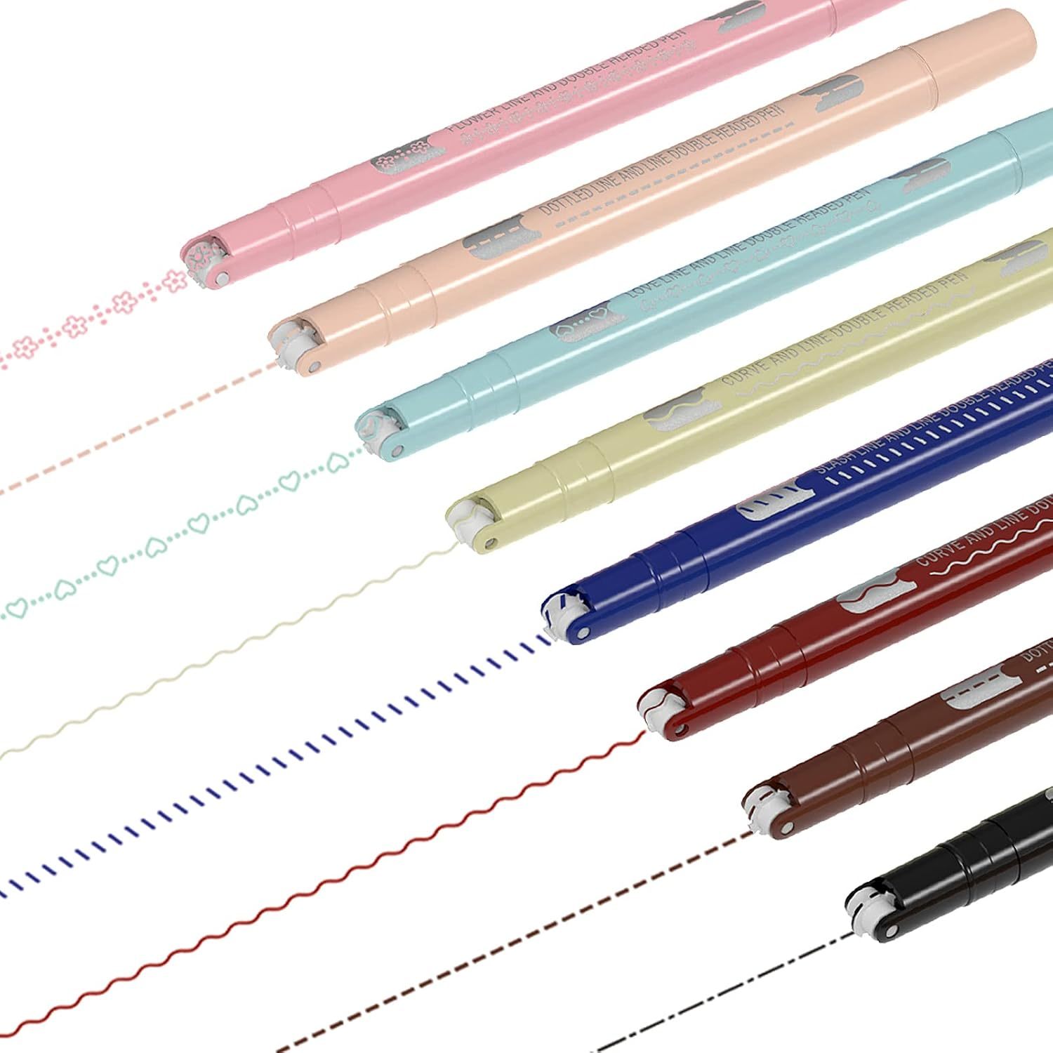 Aechy Colored Curve Pens, Dual Tip Pens With 6 Different Curve Shapes ...
