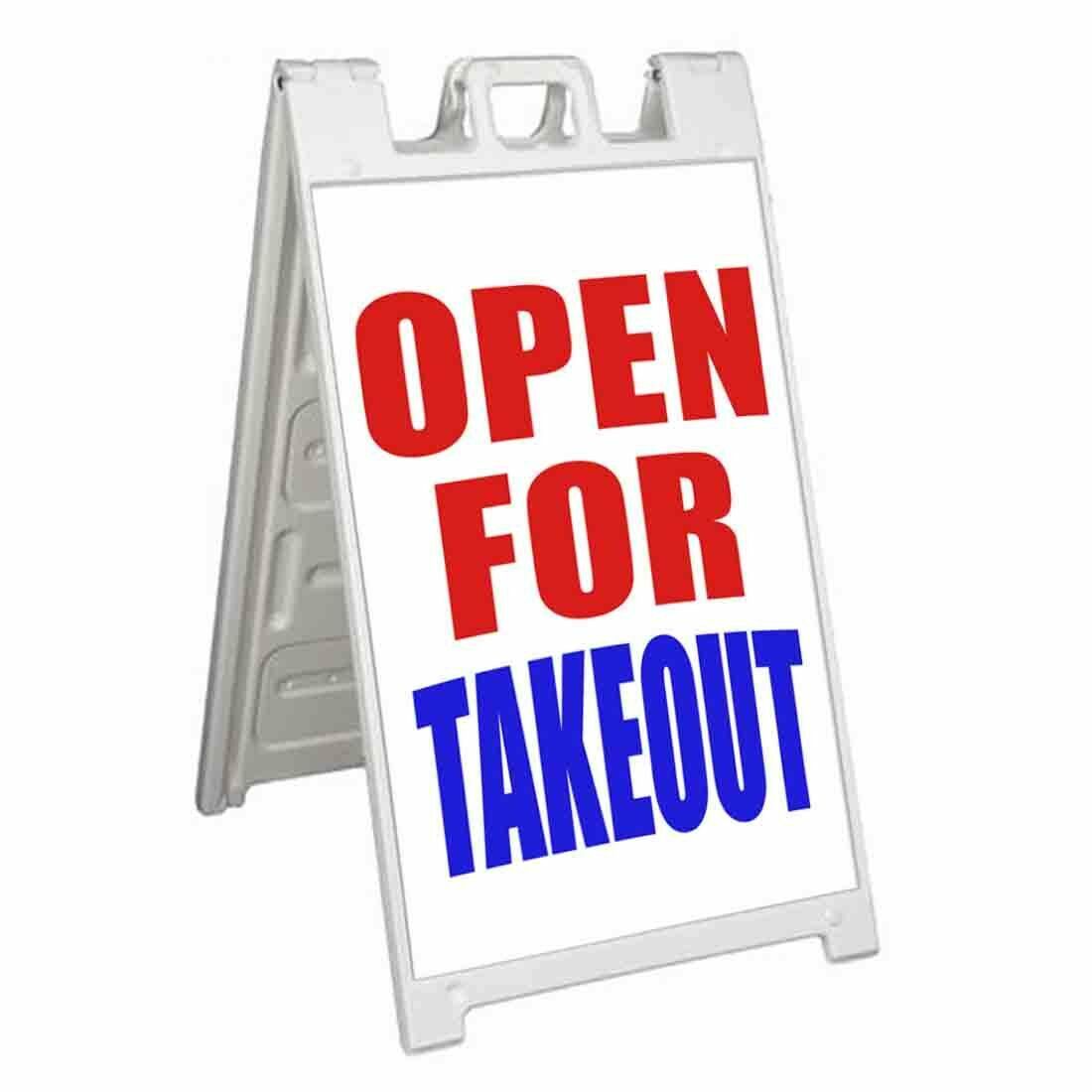OPEN FOR TAKEOUT Signicade 24x36 Aframe Sidewalk Sign Banner Decal FOOD ...