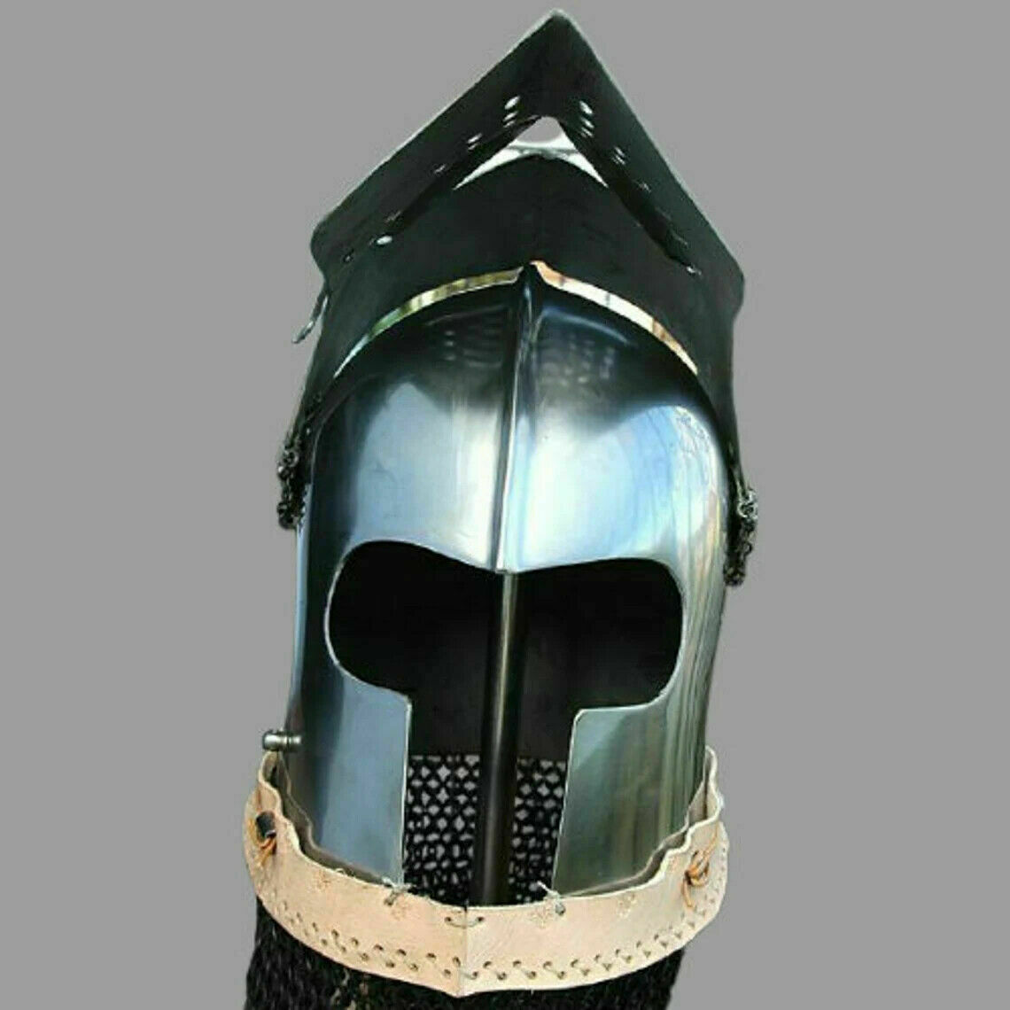16 Gauge Steel Medieval Barbuta Bascinet Type Fighting Helmet - Knives ...
