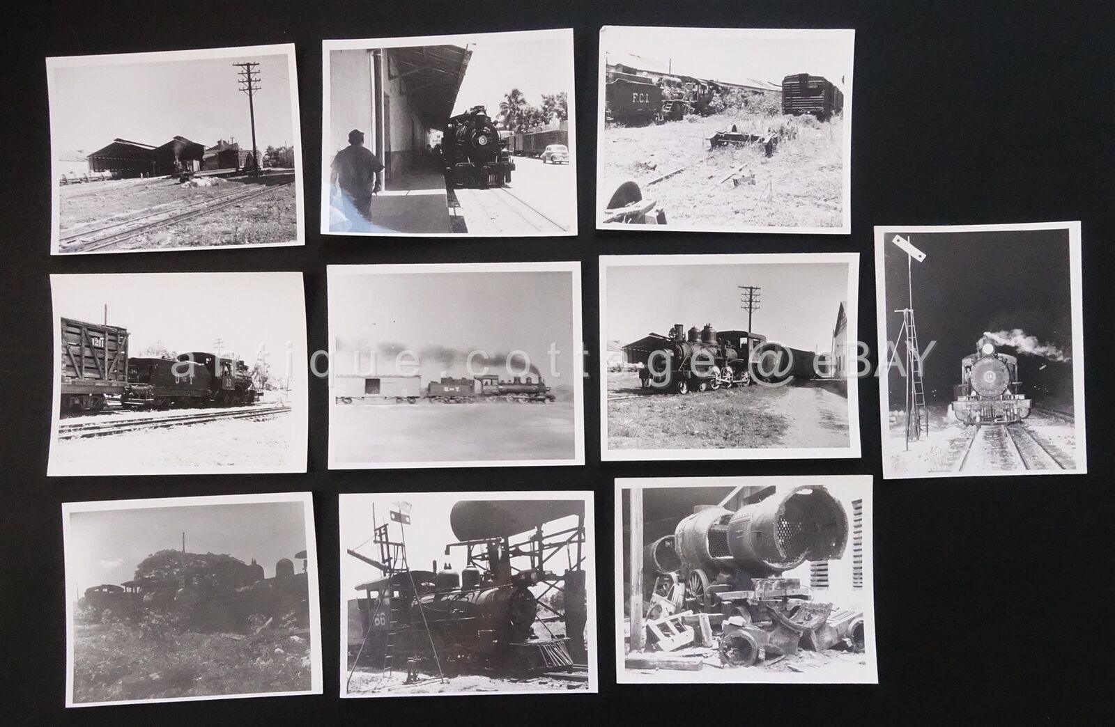 LOT 1960s 10pc MERIDA N de M mexico U de Y RAILROAD 4x5 PHOTOS steam ...