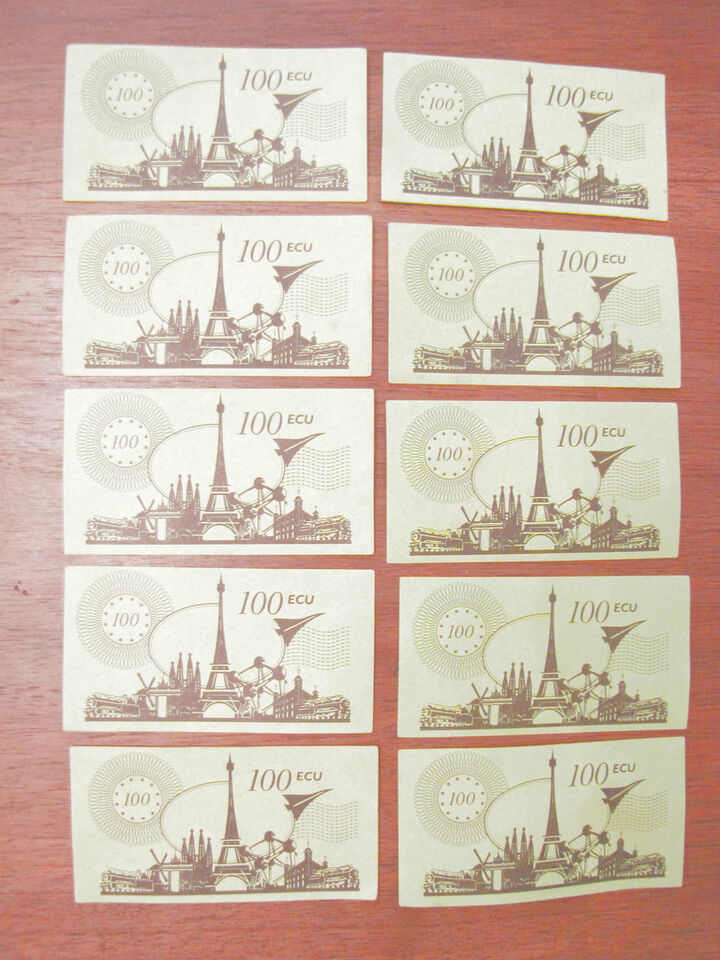 10 ECU 100 Monopoly Banknotes European Edition Spare Parts- show ...