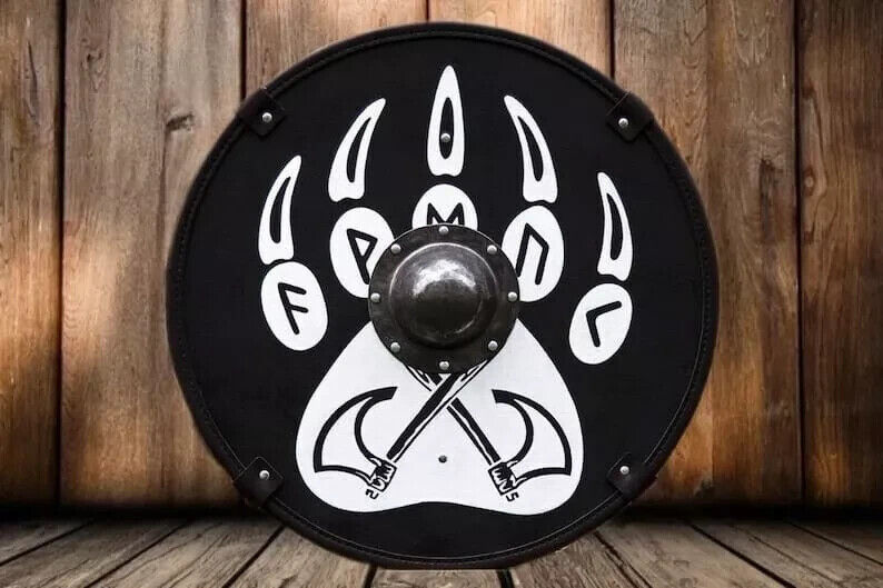 Medieval Viking Shield Bear paw Battle Ready Wooden Shield 24 inch gift ...