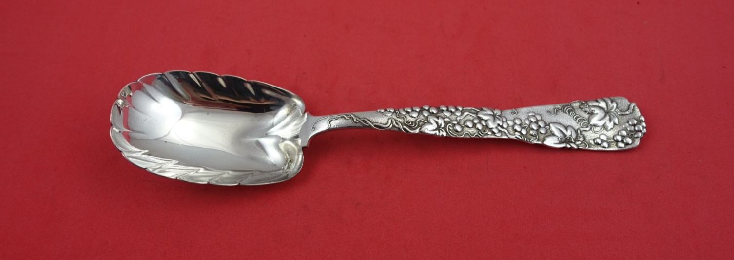 Vine by Tiffany and Co Sterling Berry Spoon leaf shape w/ grape vines 8 ...
