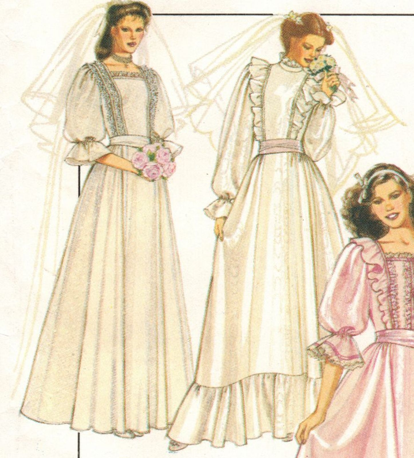 Vtg 1982 Wedding Bridal Bridesmaid Ruffled Dress Gown Petticoat Sew ...