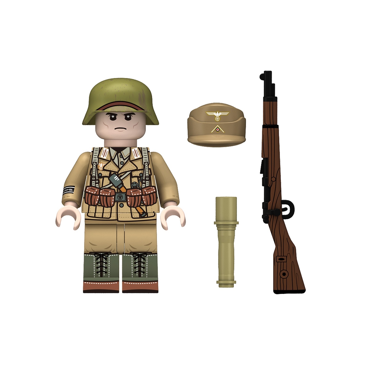 4pcs WW2 German Infantry Erwin Rommel Afrika Korps Minifigures Building ...