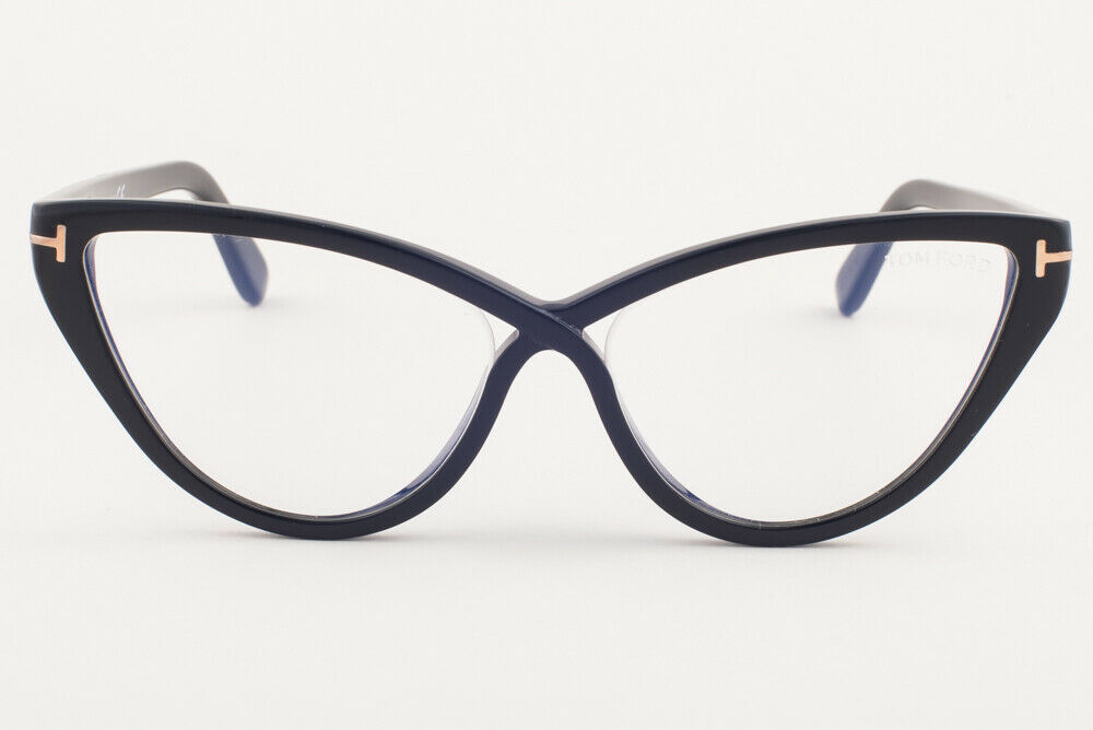 Tom Ford 5279 001 Shiny Black / Blue Block Eyeglasses TF5279 001 56mm ...