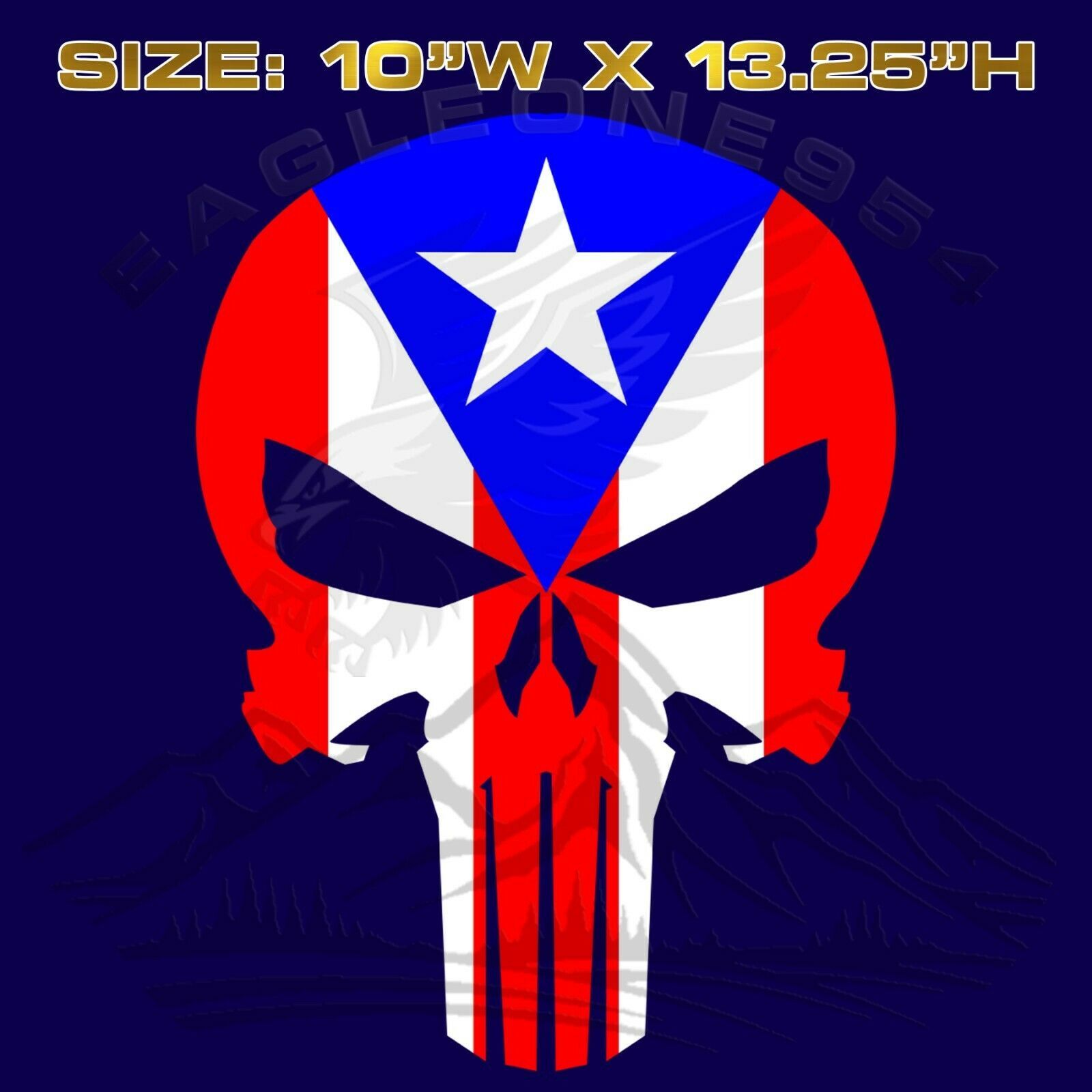 PUERTO RICO FLAG DECAL PUERTO RICAN FLAG DECAL SKULL #1107 - Decals & Stickers