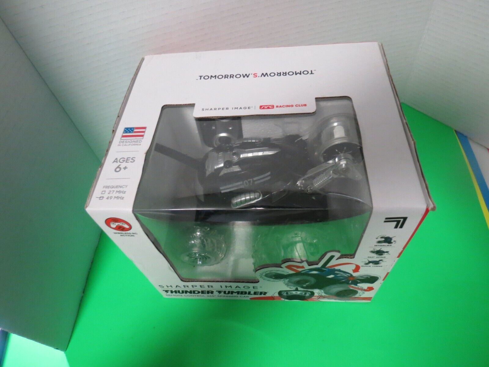 Sharper Image Thunder Tumbler Black Remote Control Spinning Car New In ...