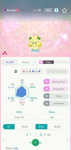 Pokemon Sword & Shield Alcremie Clover form level 100 6IV Pokémon Home ...