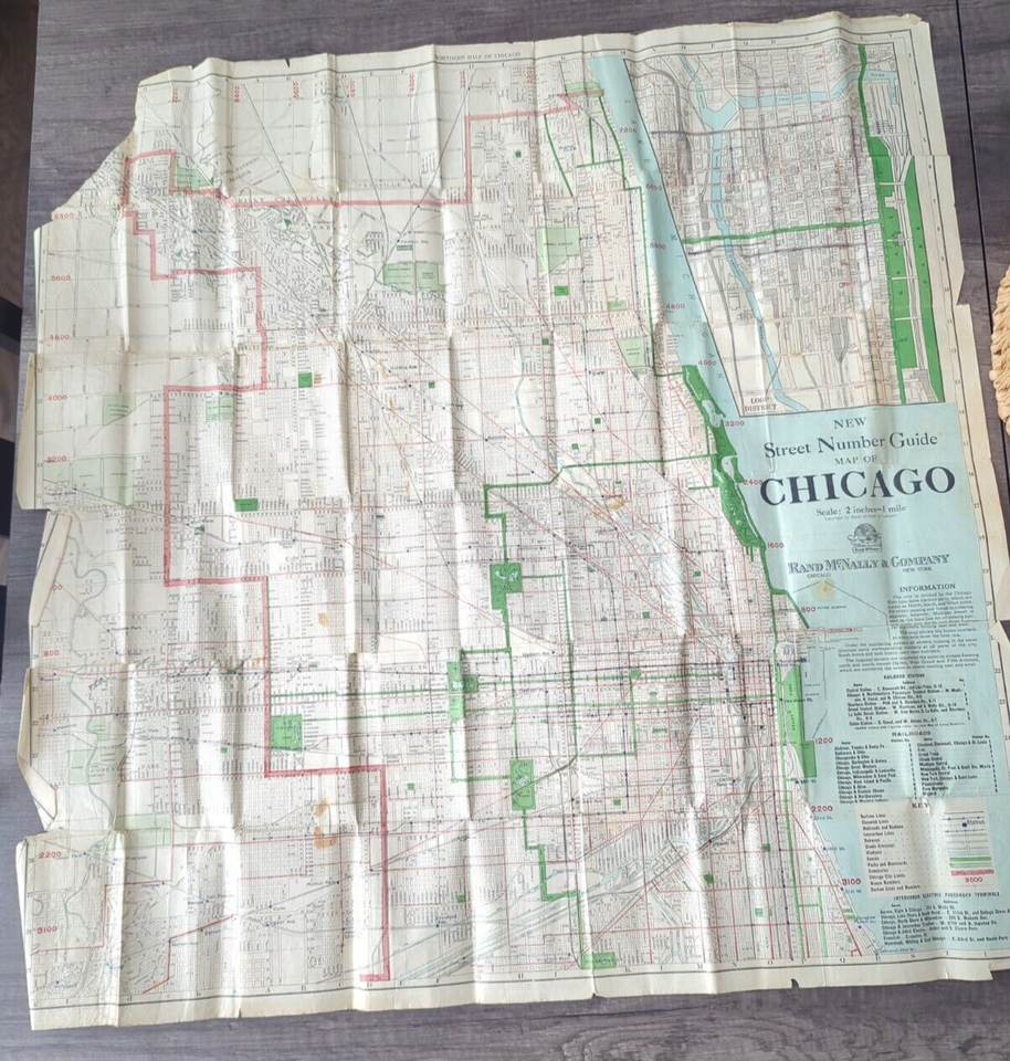 Very Old Rand McNally & Co. New Street Number Guide Map of Chicago ...