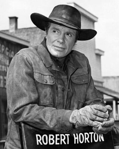 Robert Horton poses next to his chair on set Wagon Train 5x7 photo ...